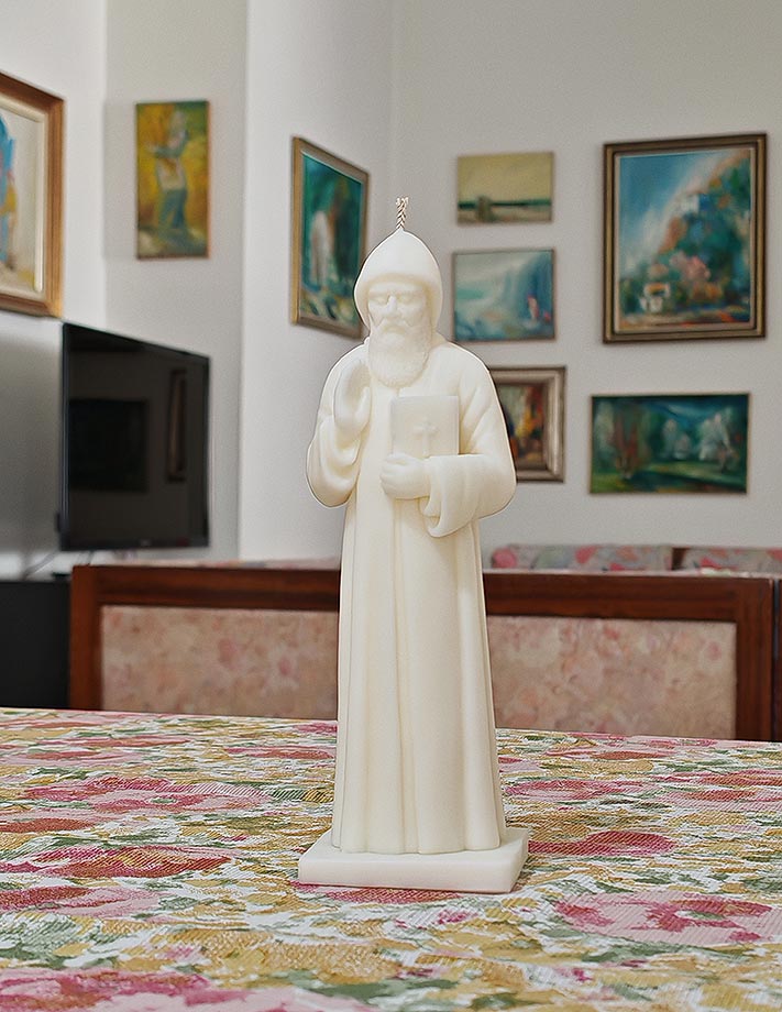 Candles natural beeswax statues of Saint Rafqa and Saint Charbel